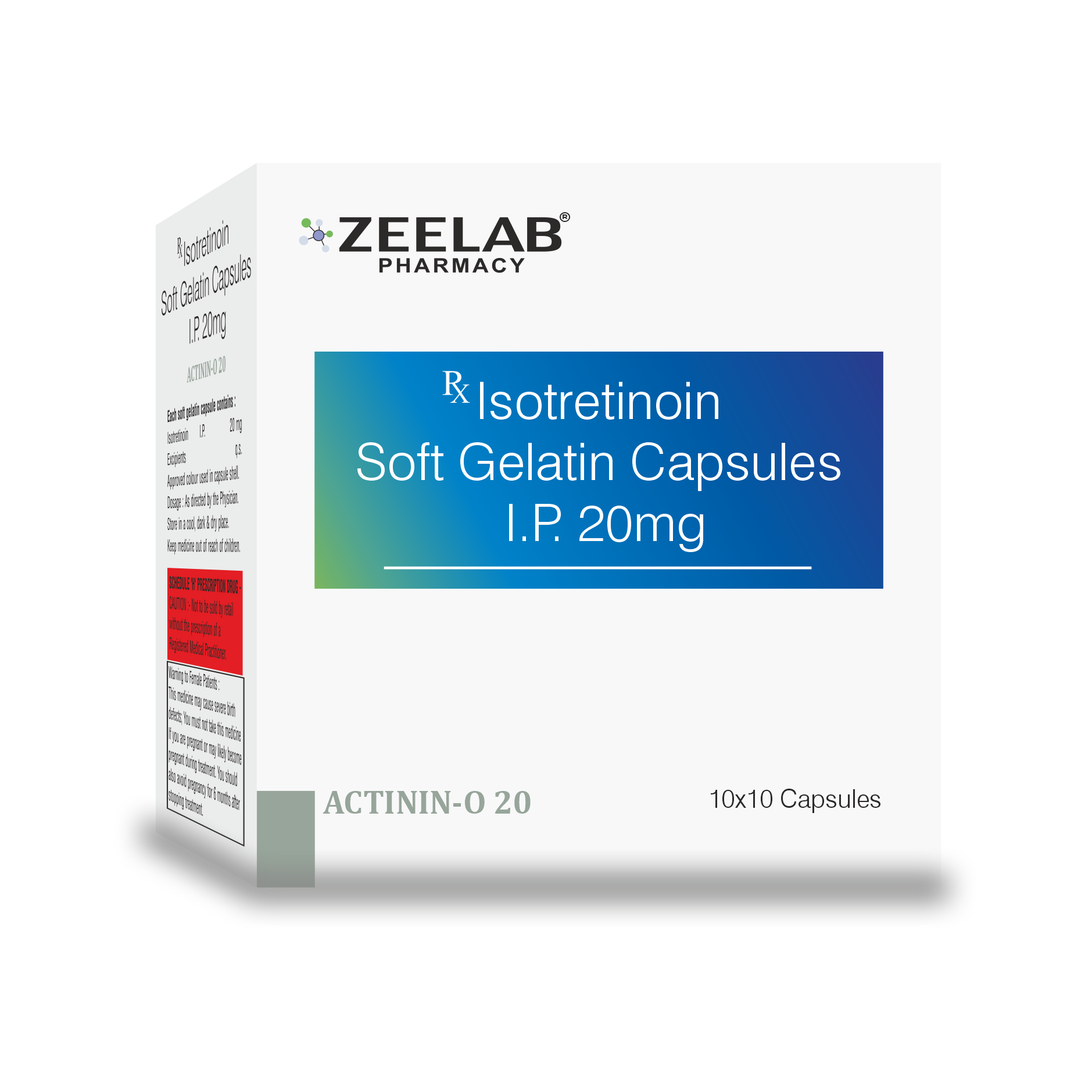 Actinin-O 20 Capsule for Acne | Isotretinoin Capsules Ip 20 Mg