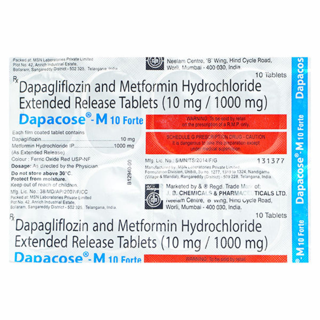Dapacose-M 10 Forte Tablet ER - Uses, Price, Substitute, Side Effects ...