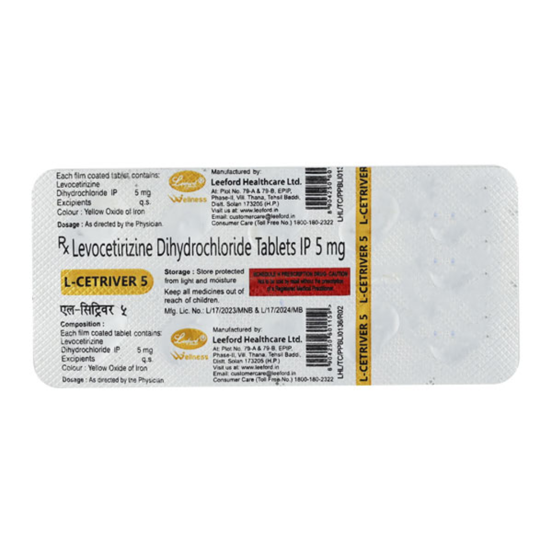 L Cetriver 5mg Tablet - Uses, Price, Substitute, Side Effects and Benefits