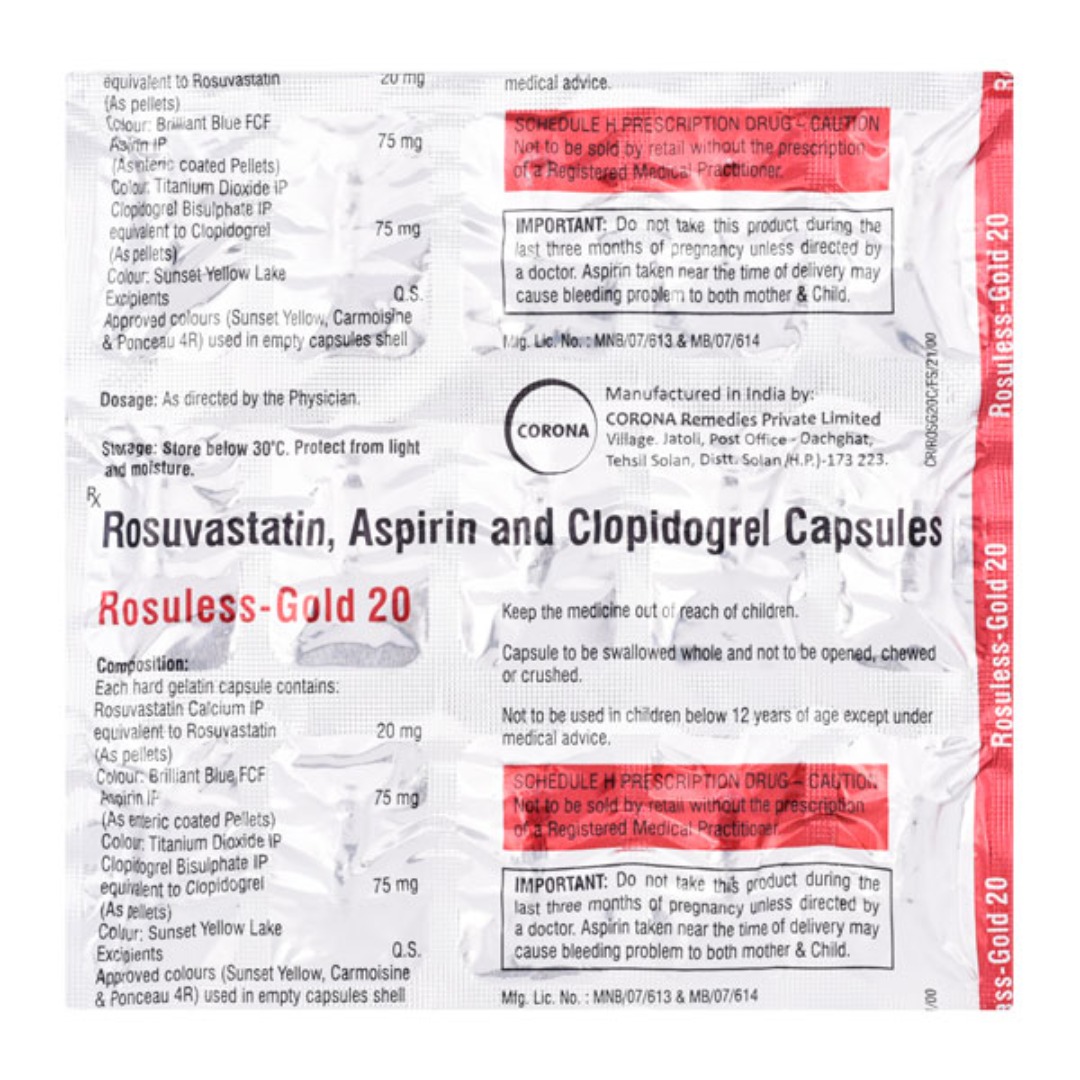 Rosuless-Gold 20mg Capsule - Uses, Price, Substitute, Side Effects and ...