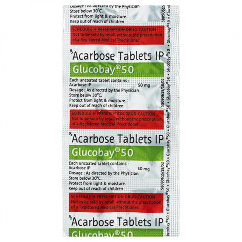 Glucobay 50 Tablet - Uses, Price, Substitute, Side Effects and Benefits