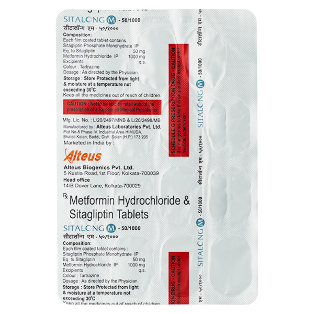 Sitalong M 50mg/1000mg Tablet - Uses, Price, Substitute, Side Effects ...