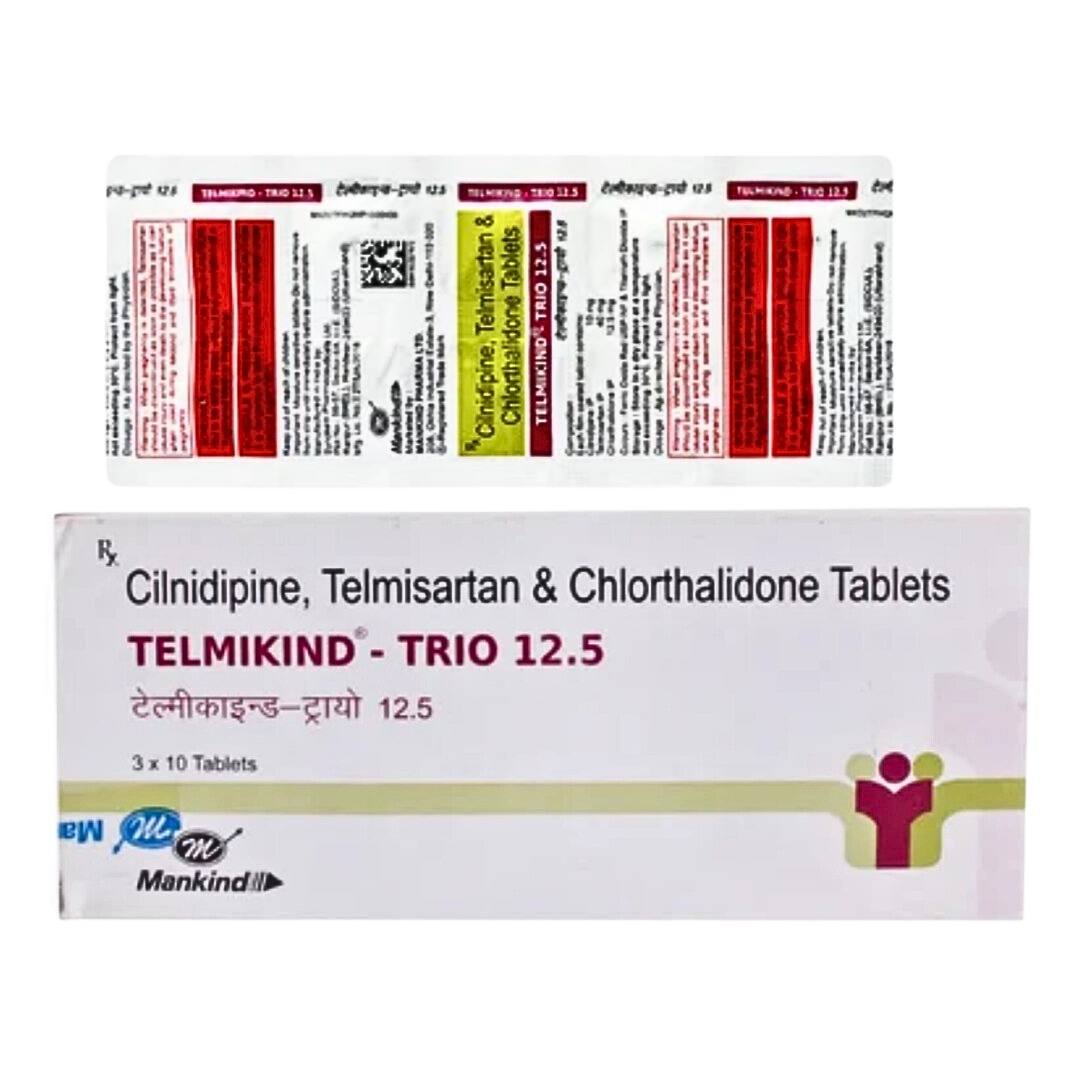 Telmikind Trio 40mg/10mg/12.5mg Tablet - Uses, Price, Substitute, Side ...