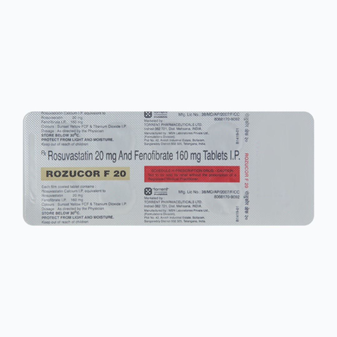 Rozucor F 20 Tablet - Uses, Price, Substitute, Side Effects and Benefits