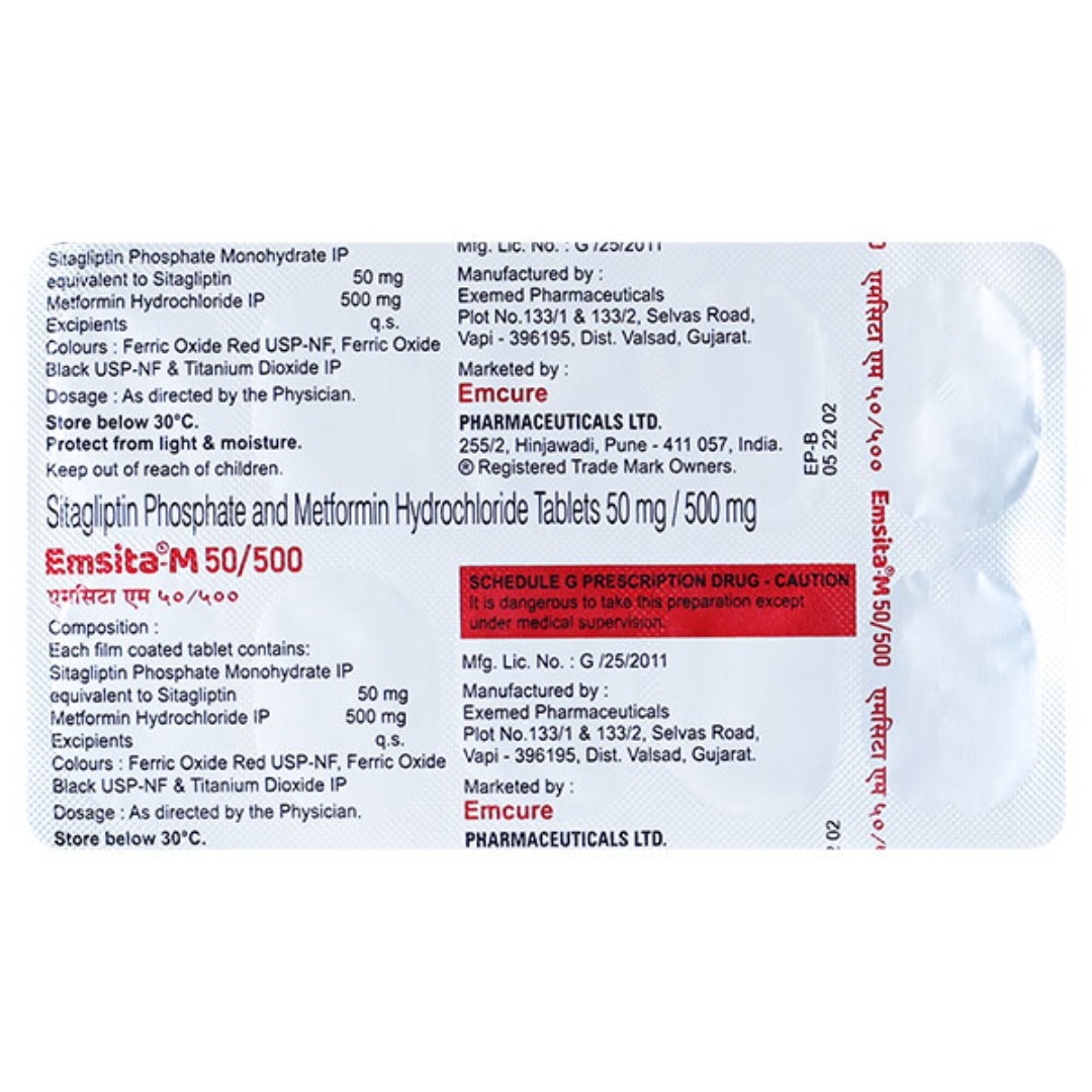 Emsita-M 50/500 Tablet - Uses, Price, Substitute, Side Effects and Benefits