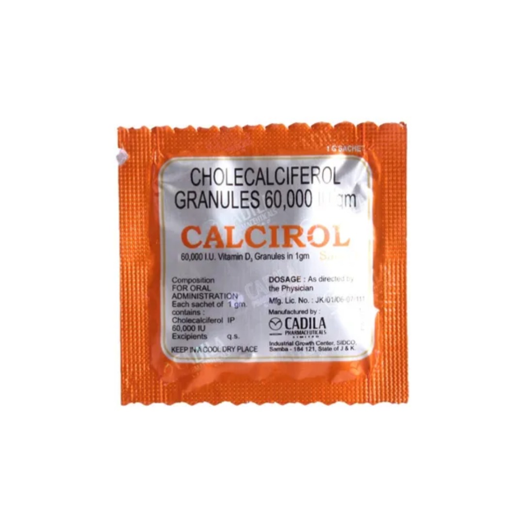 Calcirol 60K IU Cholecalciferol Sachet - Uses, Price, Substitute, Side ...