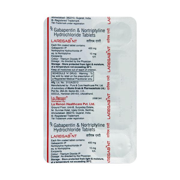 Laregab NT 400mg/10mg Tablet - Uses, Price, Substitute, Side Effects ...