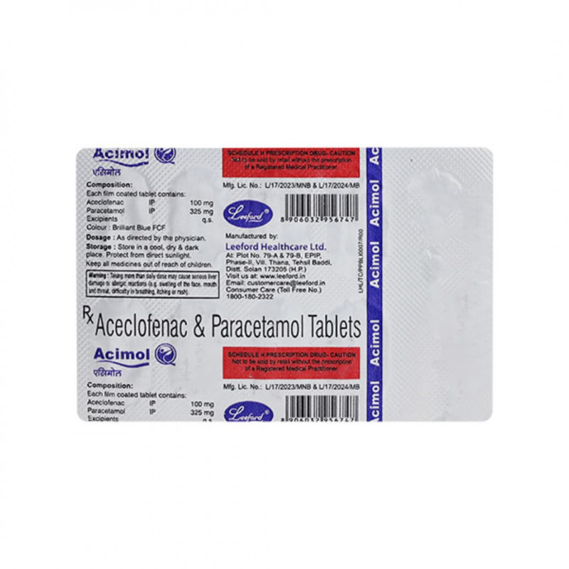 Acimol 100 mg/325 mg Tablet - Uses, Price, Substitute, Side Effects and ...