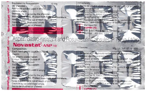 Novastat Asp 10mg/75mg Capsule - Uses, Price, Substitute, Side Effects and Benefits