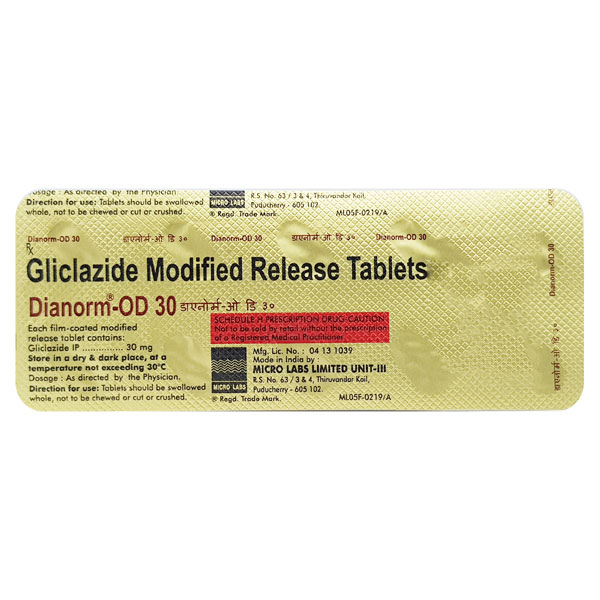 Dianorm-OD 30 Tablet MR - Uses, Price, Substitute, Side Effects and ...