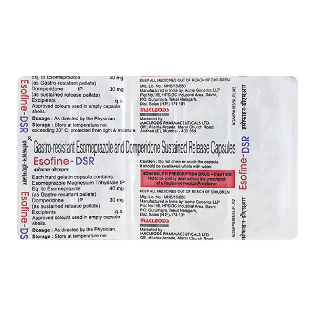 Esofine-DSR Capsule - Uses, Price, Substitute, Side Effects and Benefits