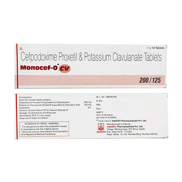 Monocef-O CV 200/125 Tablet - Uses, Price, Substitute, Side Effects and ...