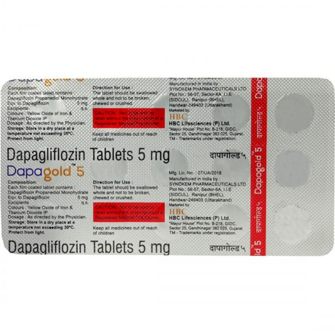 Dapagold 5mg Tablet - Uses, Price, Substitute, Side Effects and Benefits