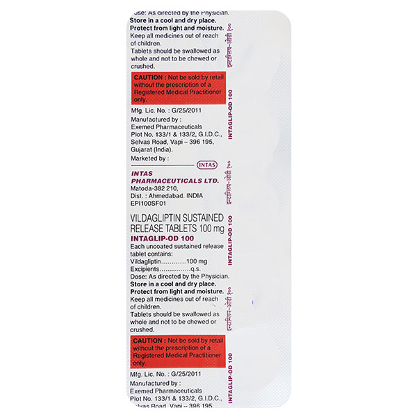 Intaglip OD 100mg Tablet - Uses, Price, Substitute, Side Effects and ...