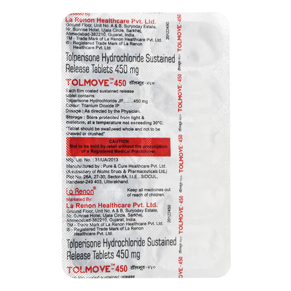Tolmove 450mg Tablet SR - Uses, Price, Substitute, Side Effects and ...