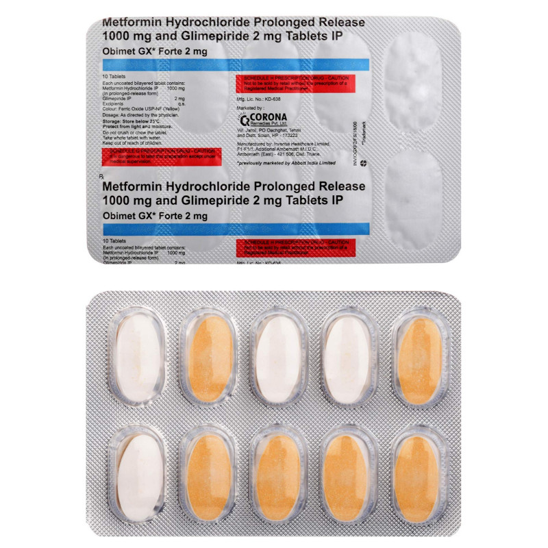 Obimet GX Forte 2mg Tablet PR - Uses, Price, Substitute, Side Effects ...