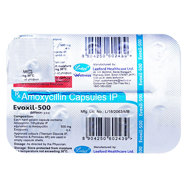 Evoxil 500mg Capsule - Uses, Price, Substitute, Side Effects and Benefits