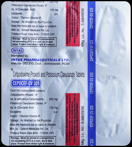 Cepocef CV 325mg Tablet - Uses, Price, Substitute, Side Effects and ...