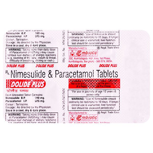 Dolide Plus 100mg/325mg Tablet - Uses, Price, Substitute, Side Effects ...