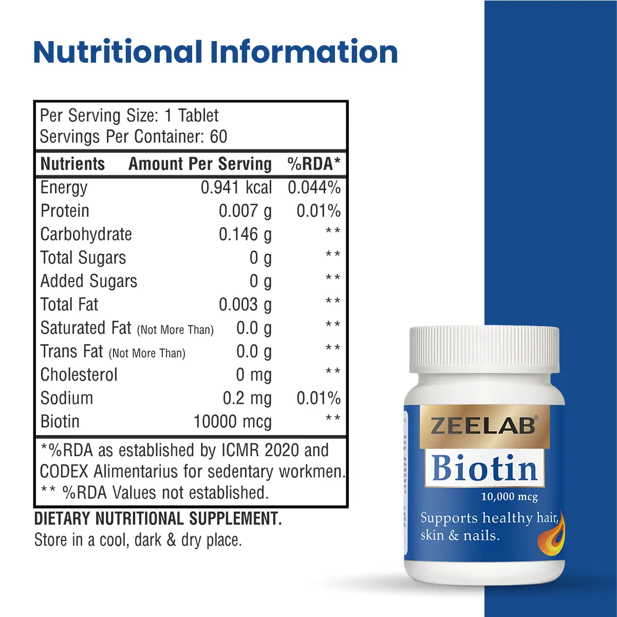 Zeelab Biotin Tablet - Price, Uses, Benefits and Side Effects