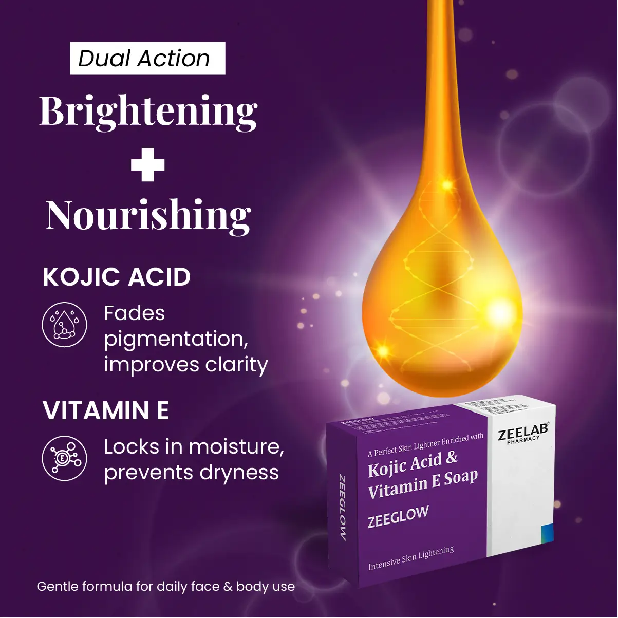 Kojic Acid and Vitamin E Soap For Skin Lightening and Hyperpigmentation