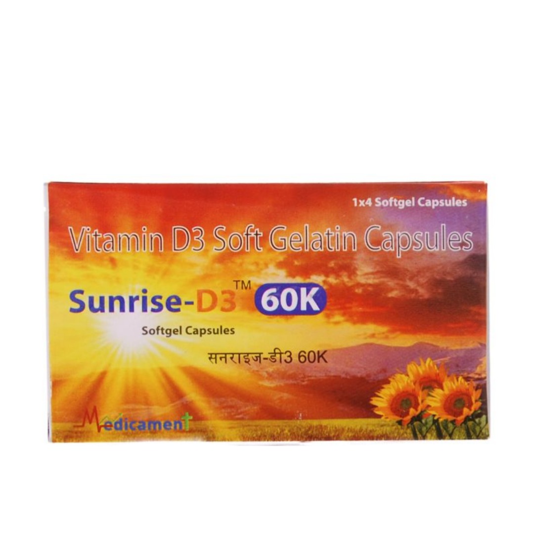 Sunrise D3 60k Softgel Capsule - Uses, Benefits, Side Effects & Price