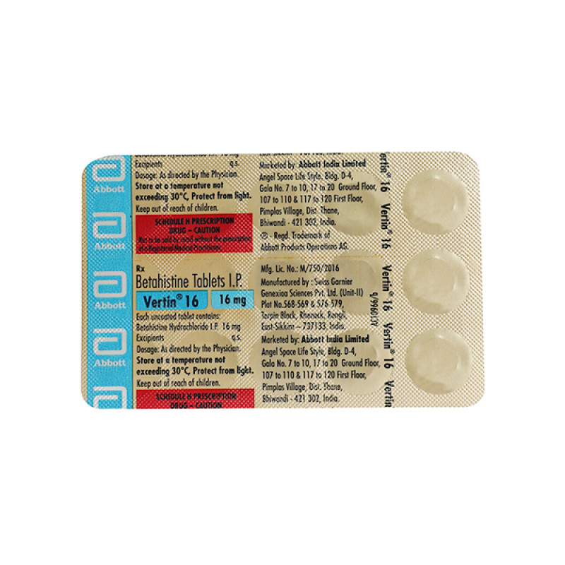 Vertin 16 Tablet - Uses, Price, Substitute, Side Effects and Benefits