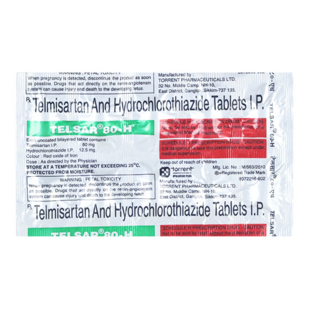 Telsar 80 H Tablet - Uses, Price, Side Effects, Substitute