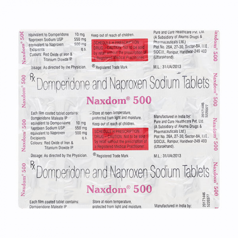 Naxdom 500 Tablet - Uses, Price, Substitute, Side Effects and Benefits
