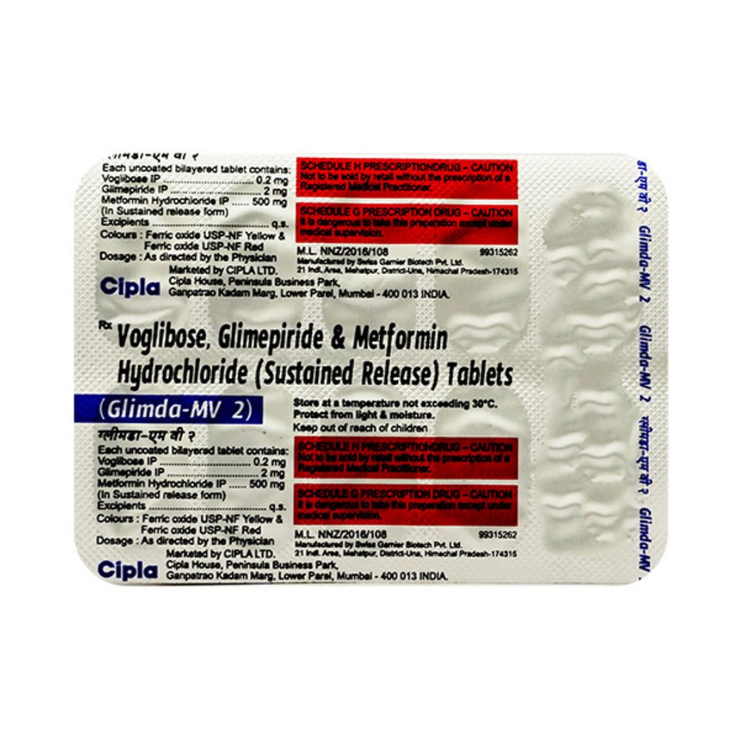 Glimda-MV 2 Tablet SR - Uses, Price, Side Effects, Substitute