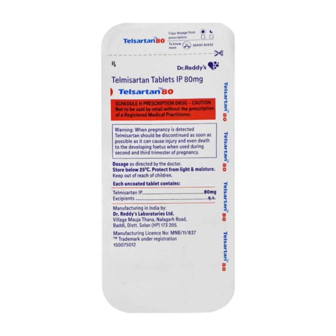 Telsartan 80 Tablet - Uses, Price, Side Effects, Substitute