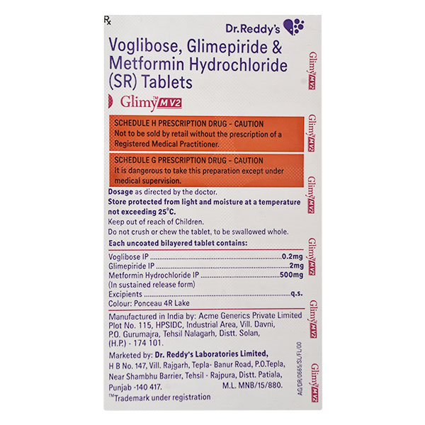 Glimy M V2 Tablet SR - Uses, Price, Side Effects, Substitute
