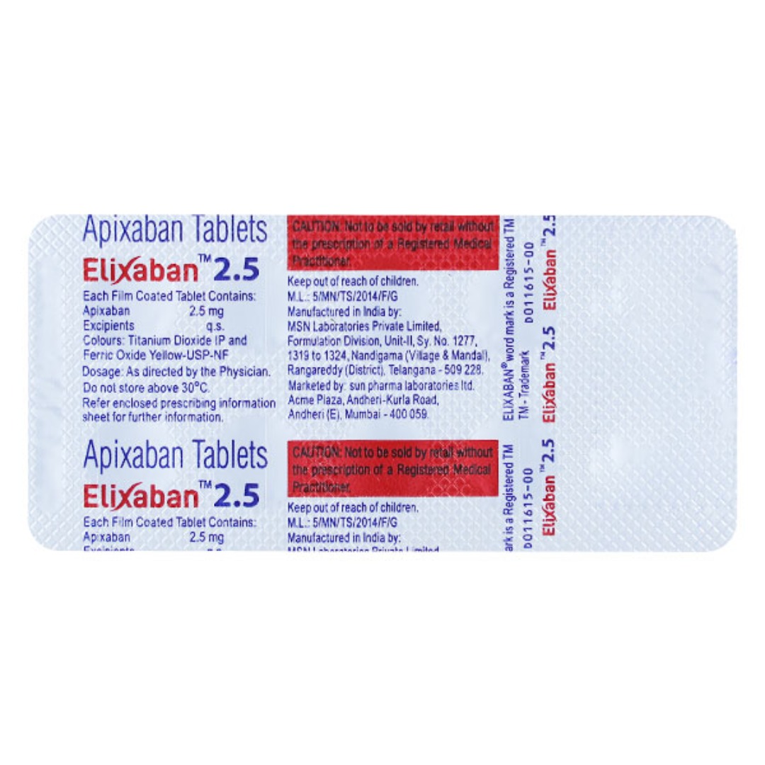 Elixaban 2.5mg Tablet - Uses, Price, Substitute, Side Effects and Benefits