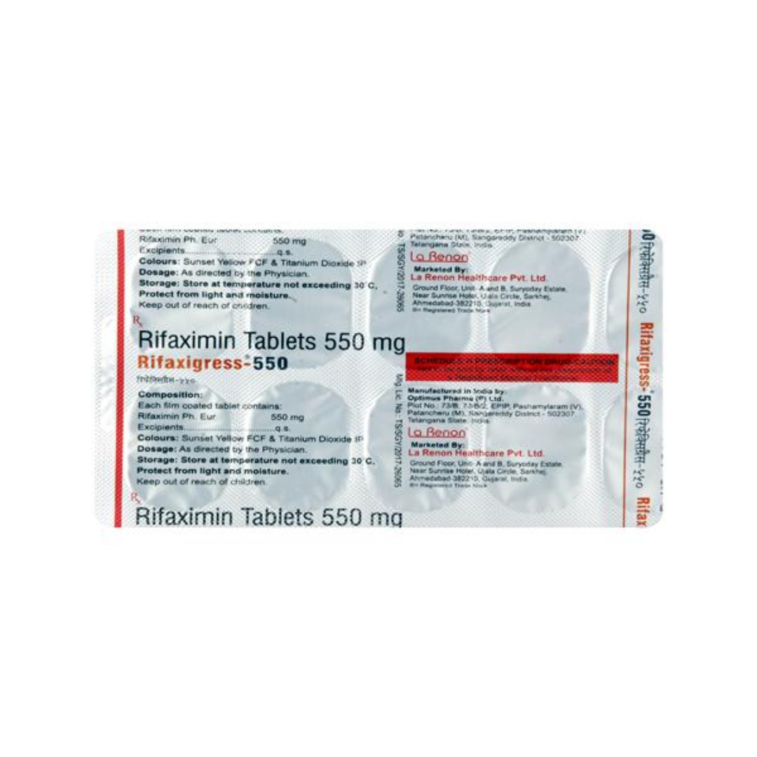 Rifaxigress 550 Tablet - Uses, Price, Side Effects, Substitute