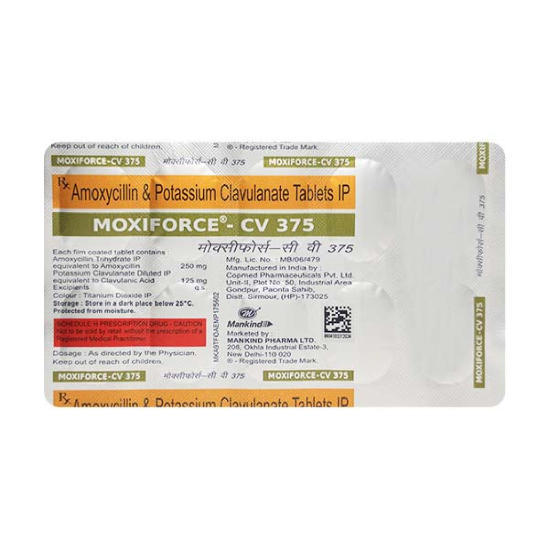 Moxiforce-CV 375 Tablet - Uses, Price, Side Effects, Substitute