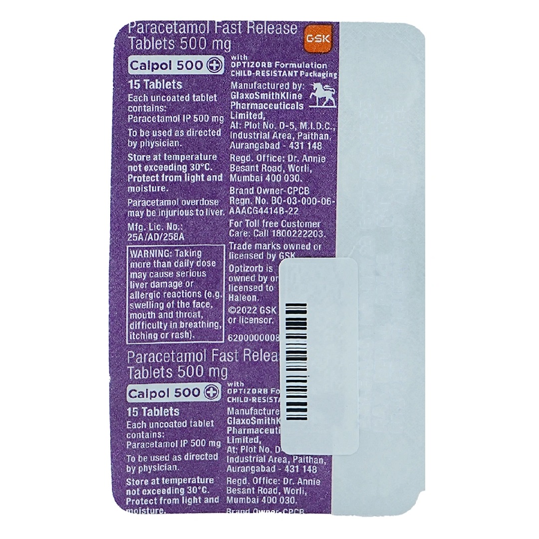 Calpol 500 Plus Tablet - Uses, Price, Side Effects, Substitute