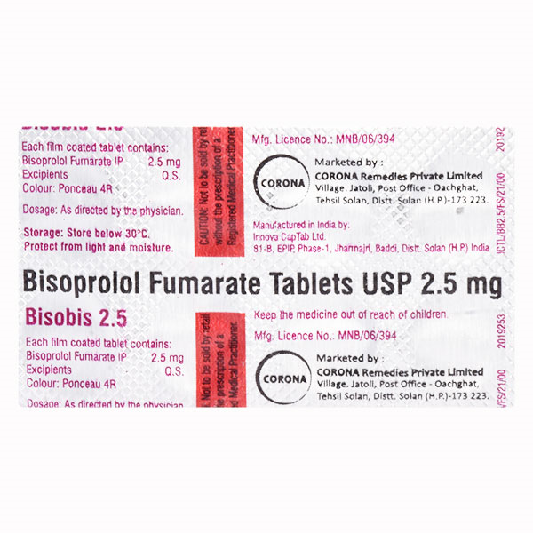 Bisobis 2.5mg Tablet - Uses, Price, Substitute, Side Effects and Benefits
