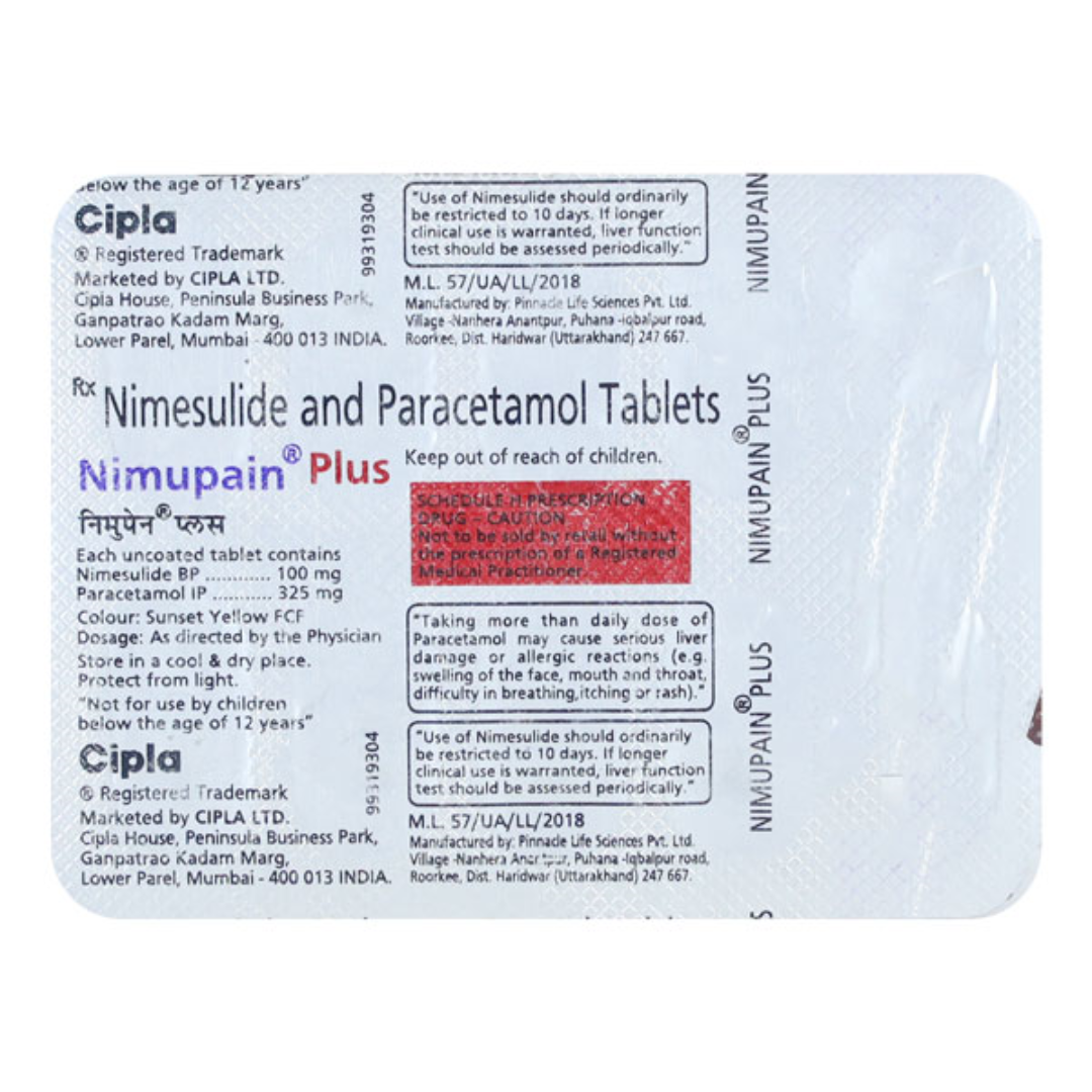 Nimupain Plus Tablet - Uses, Price, Side Effects, Substitute