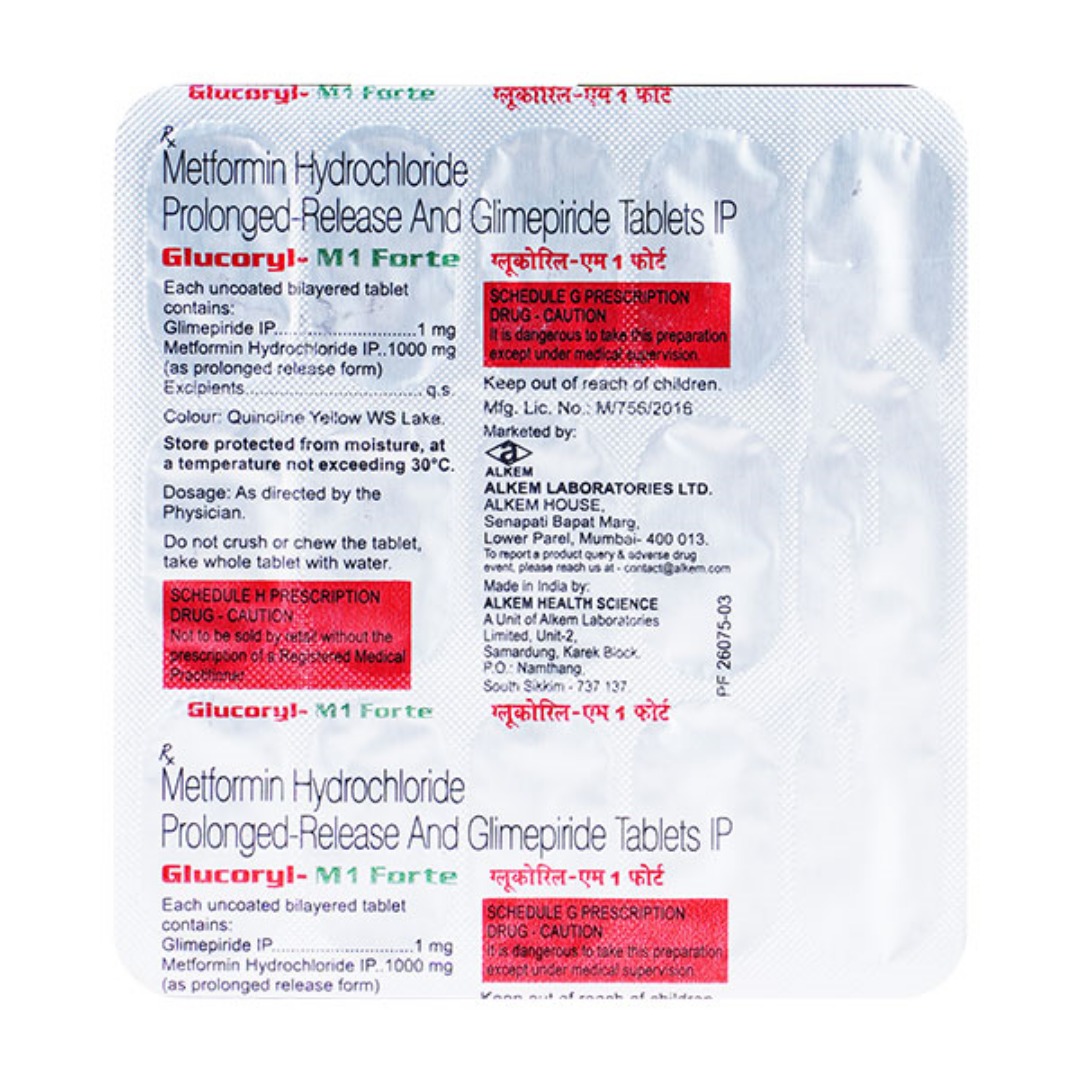 Glucoryl-M1 Forte Tablet PR - Uses, Price, Side Effects, Substitute