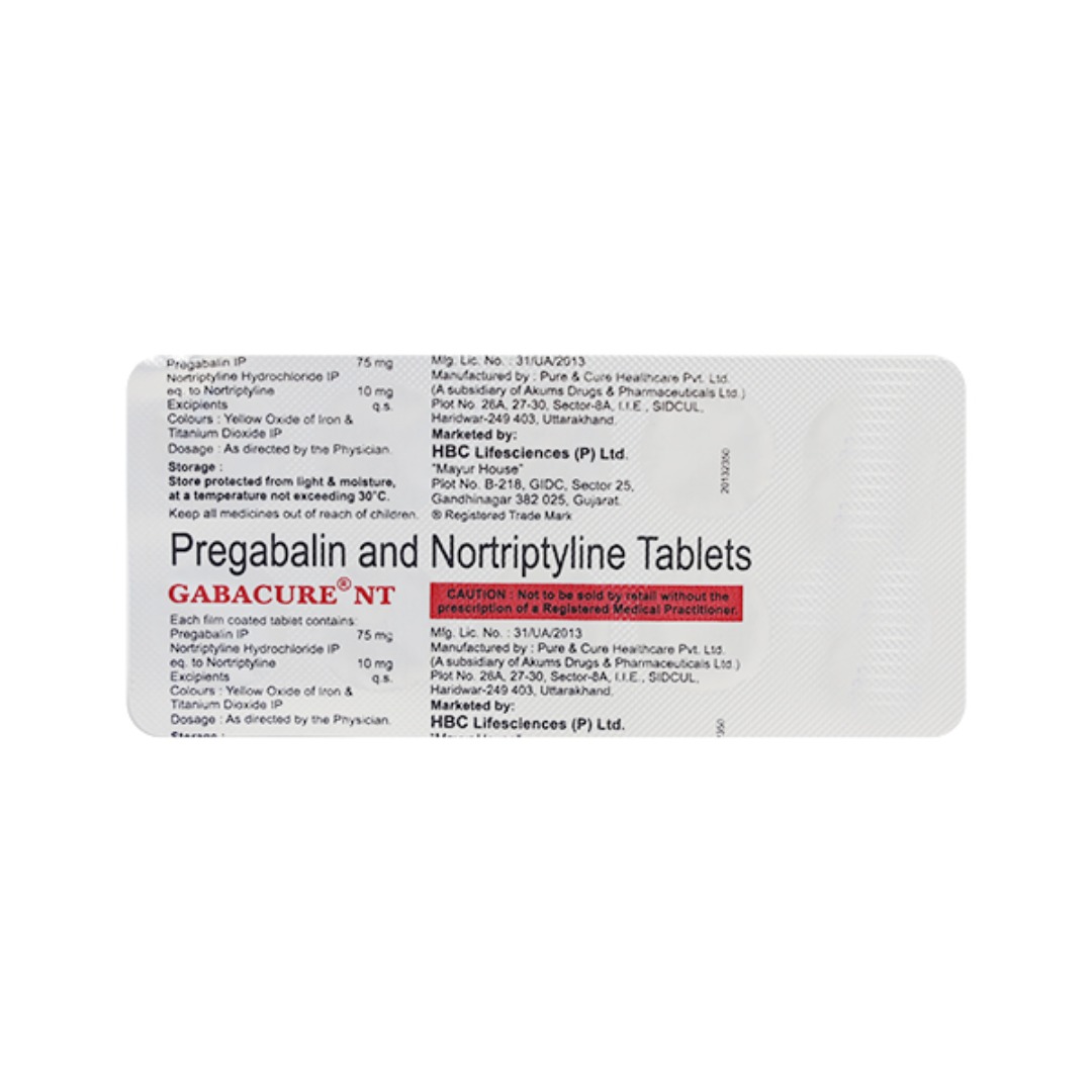 Gabacure NT 75mg/10mg Tablet - Uses, Price, Side Effects, Substitute