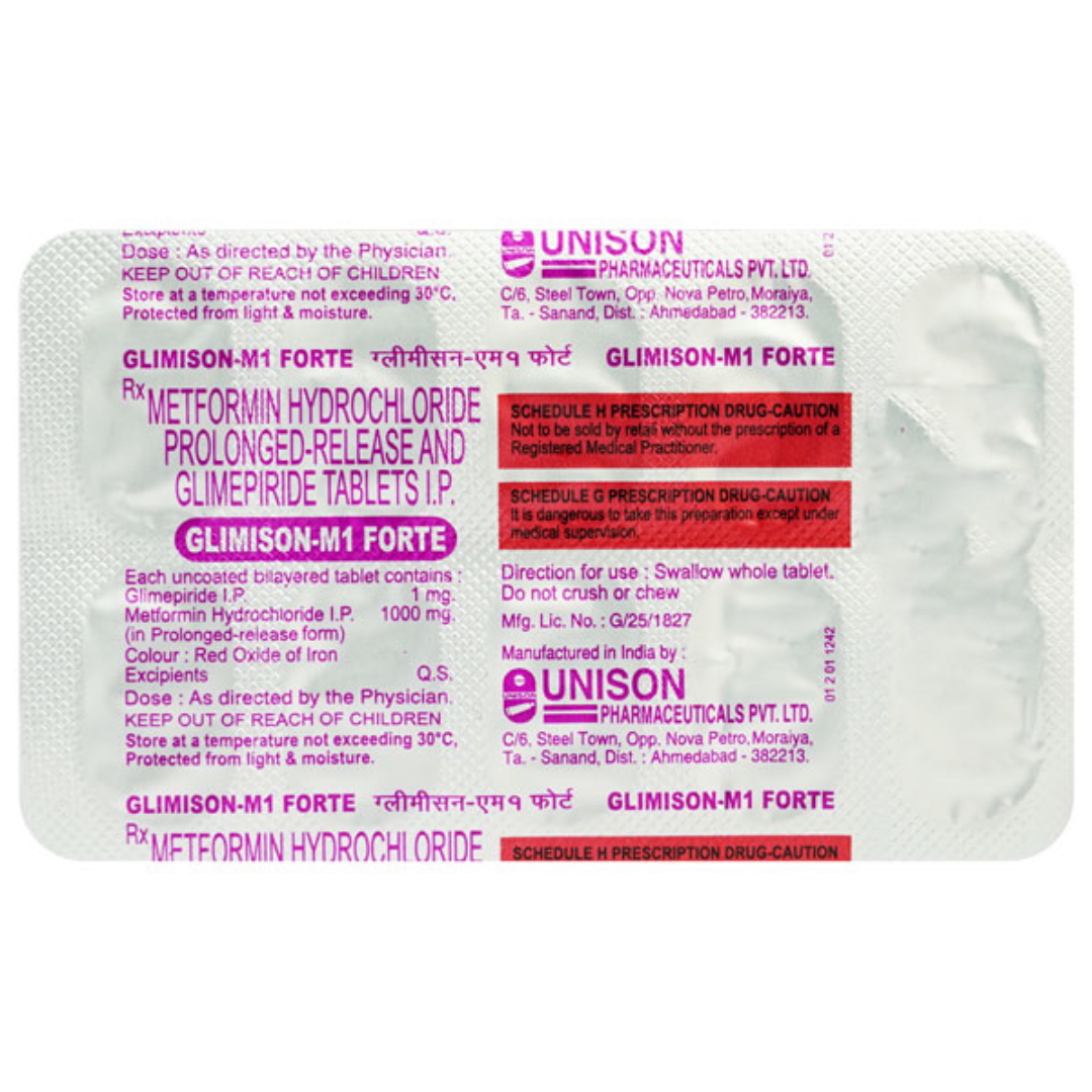 Glimison-M 1 Forte Tablet PR - Uses, Price, Side Effects, Substitute