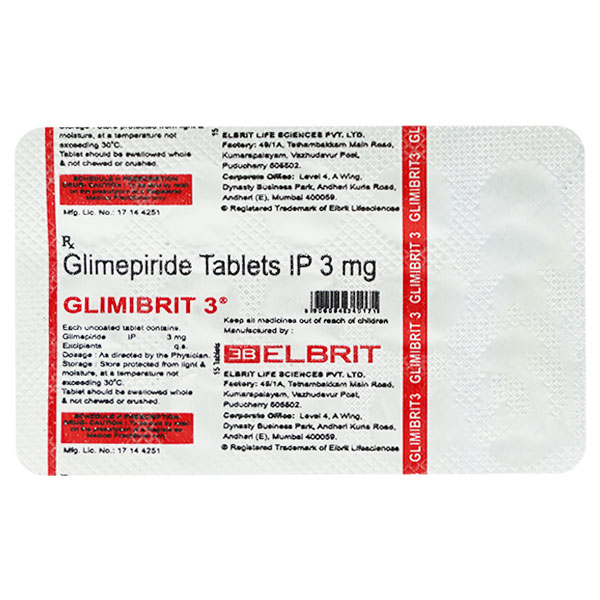 Glimibrit 3mg Tablet - Uses, Price, Side Effects, Substitute