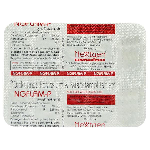 Ngflam P 50mg/325mg Tablet - Uses, Price, Side Effects, Substitute