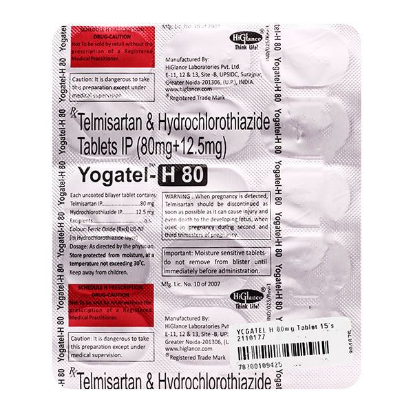 Yogatel-H 80 Tablet - Uses, Price, Side Effects, Substitute