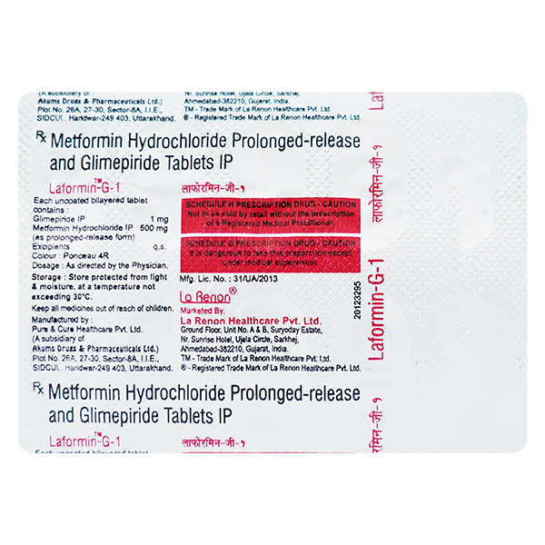 Laformin-G 1 Tablet PR - Uses, Price, Side Effects, Substitute