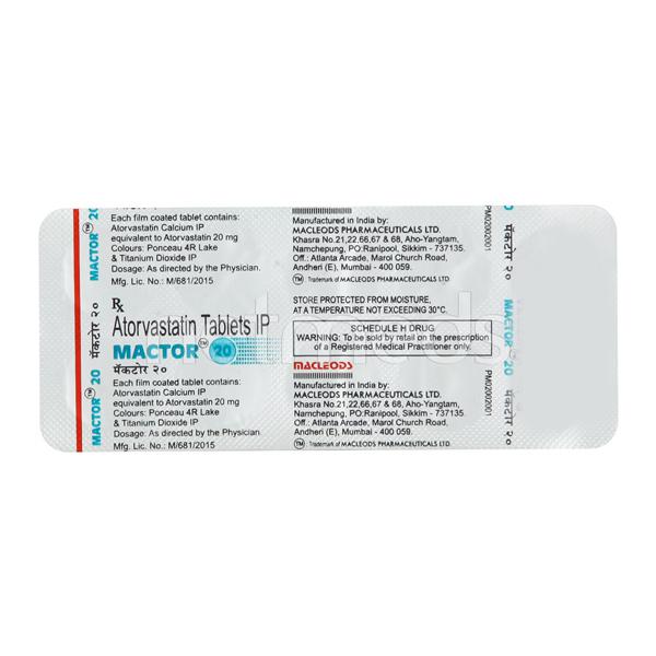 Mactor 20 Tablet - Uses, Price, Side Effects, Substitute