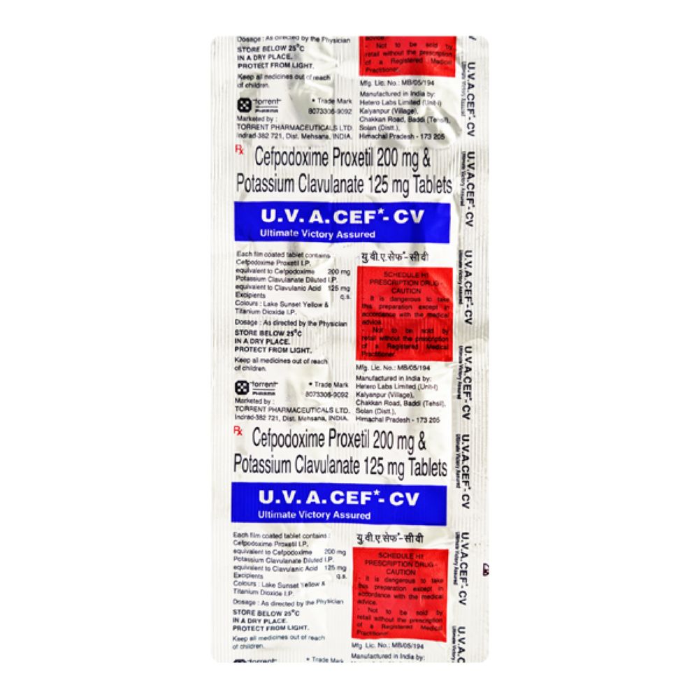 Uva Cef CV 200mg/125mg Tablet - Uses, Price, Side Effects, Substitute