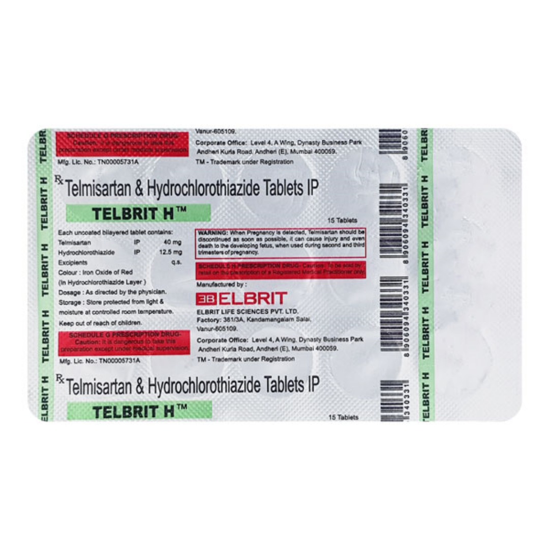 TELBRIT H 40MG/12.5MG TABLET - Uses, Price, Side Effects, Substitute