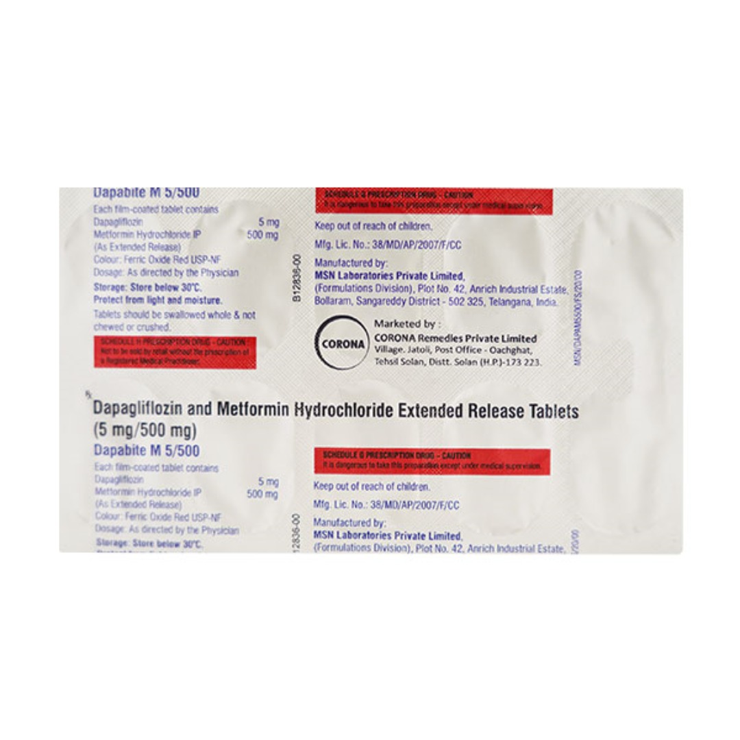 Dapabite M 5/500 Tablet ER - Uses, Price, Side Effects, Substitute