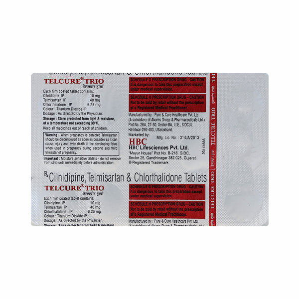 Telcure Trio 40mg/10mg/6.25mg Tablet - Uses, Price, Side Effects ...